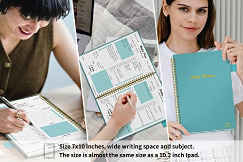 Daily Planner Undated, To Do List Notebook with Hourly Schedule Regolden-Book Calendars Meal, Spiral Appointment Organizers Notebook for Man/ Women, Pocket,Pen Loop, 160 Pages (7x10")