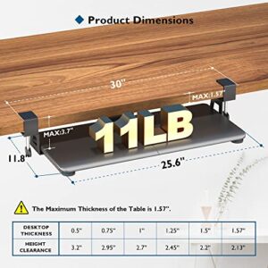 BONTEC Keyboard Tray Under Desk, Pull Out Keyboard & Mouse Tray with C Clamp, 25.6“(30” Including Clamps) x 11.8“ Steady Slide-Out Computer Drawer for Typing, Perfect for Home or Office