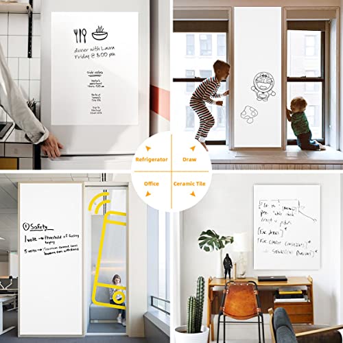 Dry Erase Whiteboard Sticker Wall Decal, Self-Adhesive White Board Peel Stick Paper for School,Office,Home,Kids Drawing with 3 Water Pen 78.7"x17.7"