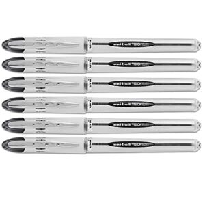 uniball vision elite stick bold point roller ball, 6 black ink pens (61231) (ne k)