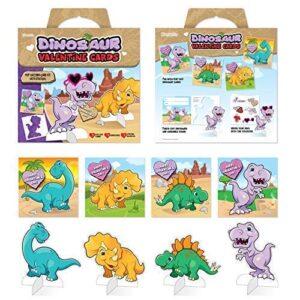 28-Pack Pop Out Dinosaur Valentines Day Cards with Envelopes & Sticker I Valentines Day Cards for Kids School I Valentines Day Gifts for Kids Party Favor I Exchange Valentines Cards for Kids Classroom