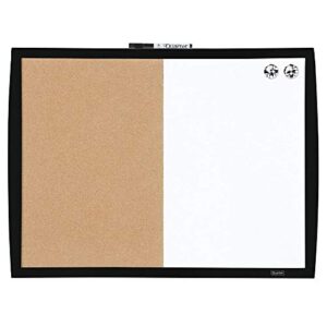 quartet combination magnetic whiteboard & corkboard, 17″ x 23″, combo white board & cork board, curved frame, perfect for office & home decor, home school message board, black (41723-bk)