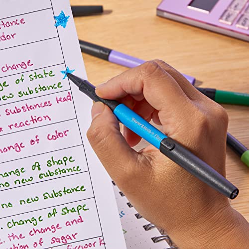 Paper Mate Flair Pens, Metallic Felt Tip Pens, City Lights, Glittery Ink Shines on White Paper, Assorted Colors, 8 Count