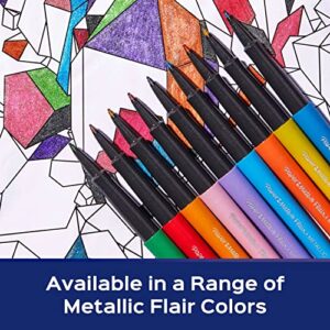 Paper Mate Flair Pens, Metallic Felt Tip Pens, City Lights, Glittery Ink Shines on White Paper, Assorted Colors, 8 Count