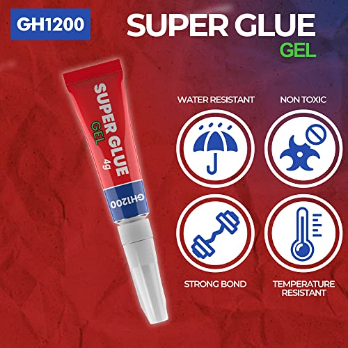 4Gx 5 Value Pack Super Glue Gel All Purpose with Anti Clog Cap. Super Fast & Strong Adhesive Superglue, Cyanoacrylate Glue for DIY Crafts and Many More