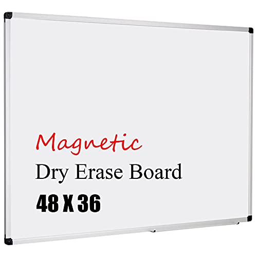 XBoard Magnetic Whiteboard 48 x 36, White Board 4 x 3, Dry Erase Board with Detachable Marker Tray