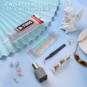 B7000 Jewelry Glue Clear for Rhinestone, Cridoz 3.7 fl oz Craft Adhesive Glue with Precision Tip Multi Function Fabric Glue for Metal Stone Graduation Photo Charms Nail Art Bead Jewelry Wood Glass