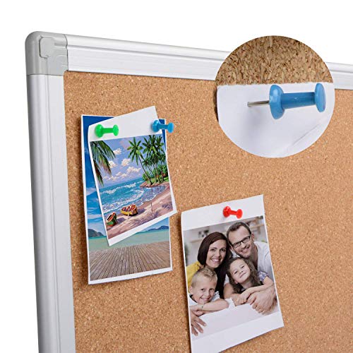 Board2by Cork Board Bulletin Board 36 x 48, Silver Aluminium Framed 4x3 Corkboard, Office Board for Wall Cork, Large Wall Mounted Notice Pin Board