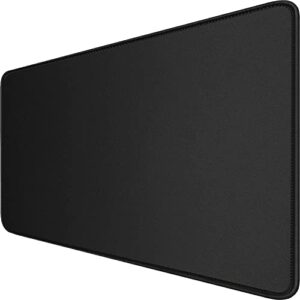 large extended gaming mouse pad with stitched edges, (31.5x15.7in) durable non-slip natural rubber base, waterproof computer keyboard pad mat for esports pros/gamer/desktop/office/home-black