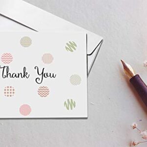 Oaklyn Blank Thank You Cards Set with Envelopes - Professional Paper with an Assortment of Designs and Blank White Inside - Bulk Pack of Small Notes (48 Pack)