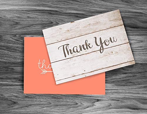 Oaklyn Blank Thank You Cards Set with Envelopes - Professional Paper with an Assortment of Designs and Blank White Inside - Bulk Pack of Small Notes (48 Pack)