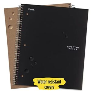 Five Star Spiral Notebooks + Study App, 2 Pack, 3 Subject, College Ruled Paper, 11" x 8-1/2", 150 Sheets, Black, White (73015)