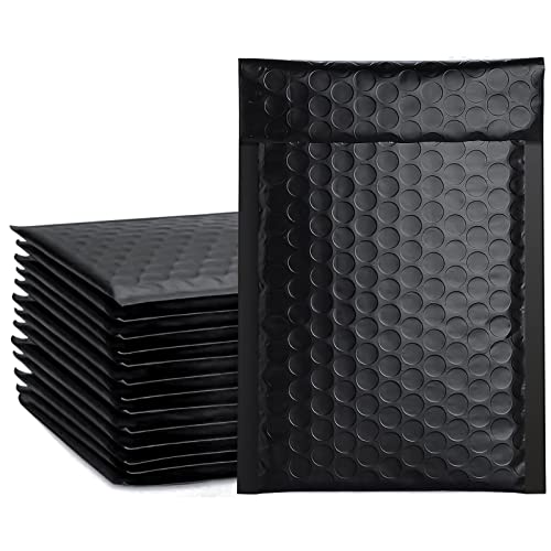 Metronic 4x8 Inch Bubble Mailer 50 Pack ,Black Bubble Mailers, Waterproof Self Seal Adhesive Shipping Bags,Padded Envelopes for Shipping, Mailing, Packaging, Bulk #000