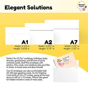 5x7 Envelopes for Invitations - 110 White Envelopes for 5x7 Cards - A7 - (5 ¼ x 7 ¼ inches) - Perfect for Weddings, Graduation, Baby Shower - 120 GSM - Peel, Press & Self Seal - Square Flap