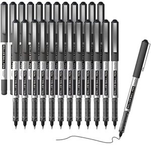 shuttle art rollerball pens, 25 pack black fine point roller ball pens, 0.5mm liquid ink pens for writing journaling taking notes school office