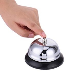 Call Bell 2 Packs 3.35 Inch Diameter with Metal Anti-Rust Construction, Ringing, Durable, Desk Bell Service Bell for Hotels, Schools, Restaurants, Reception Areas, Hospitals, Warehouses(Silver)