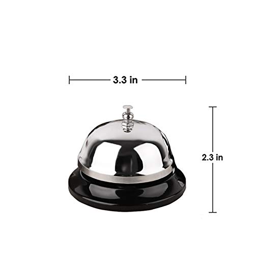 Call Bell 2 Packs 3.35 Inch Diameter with Metal Anti-Rust Construction, Ringing, Durable, Desk Bell Service Bell for Hotels, Schools, Restaurants, Reception Areas, Hospitals, Warehouses(Silver)