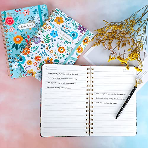 EOOUT 3 Pack Spiral Notebook, Journal for Women, Hardcover Spiral Journal, 6"x 8.5", 160 Pages, Cute Blooming Floral, Back Pocket, 100gsm Paper, for Gifts, Office, School Supplies