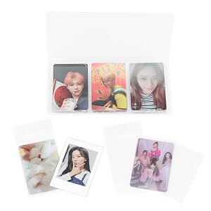 Baskiss 100 Packs Photocard Sleeves, 59 x 90 mm 200 Microns Kpop Clear Sleeves Idol Photo Cards Transparent Protector Trading Cards Shield Cover (Unsealable)