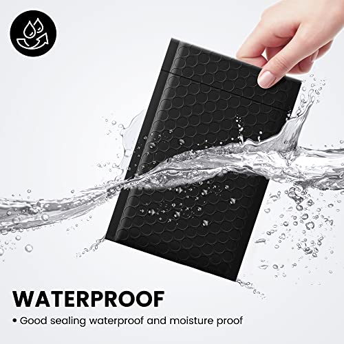 Fuxury Black Bubble Mailers 4x8 Inch 100 Pack, Waterproof Padded Envelopes Self Seal Bubble Envelopes, Padded Mailers for Small Business, Envelope Mailers Bulk#000