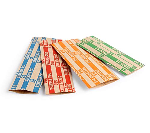 300 Assorted Bundle Flat Striped Coin Wrappers, 75 of Each