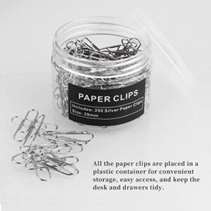 Tontomtp Paper Clips, 200 Pack, Paperclips, Paper Clip, Suitable for Office, School, and Daily use, Also Used for Daily DIY, Paper Clip, Clip(Silver)