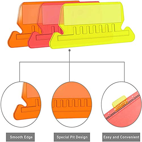 File Folder Tabs, 60+120 Sets Multicolor Hanging File Folder Tabs with Inserts for Hanging Folders, 2 Inch Clear Plastic Hanging File Tabs for Quick Identification