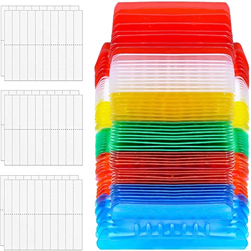 File Folder Tabs, 60+120 Sets Multicolor Hanging File Folder Tabs with Inserts for Hanging Folders, 2 Inch Clear Plastic Hanging File Tabs for Quick Identification