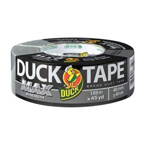 duck brand max strength duct tape, silver, 1-roll pack, 1.88 inch x 45 yards, 240201