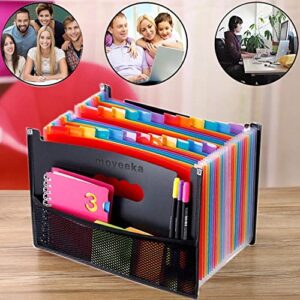 24 Pocket Expanding File Folder with Cloth Edge Wrap, Letter Size Organizer Expandable Accordion A4 Files Bag