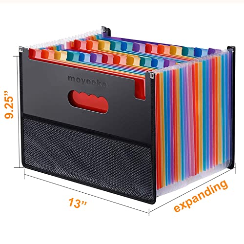 24 Pocket Expanding File Folder with Cloth Edge Wrap, Letter Size Organizer Expandable Accordion A4 Files Bag