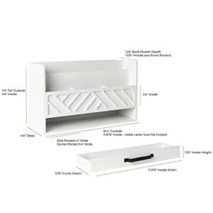 White Wood Desk Organizers and Storage with Drawer - Bill Mail Organizer and Mail Holder for Countertop and Kitchen - Desk Accessories & Workspace Organizers by Blu Monaco