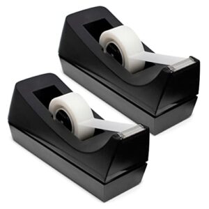 desktop tape dispenser – non-skid base – weighted tape roll dispenser – perfect for office home school (tape not included) 2 pack