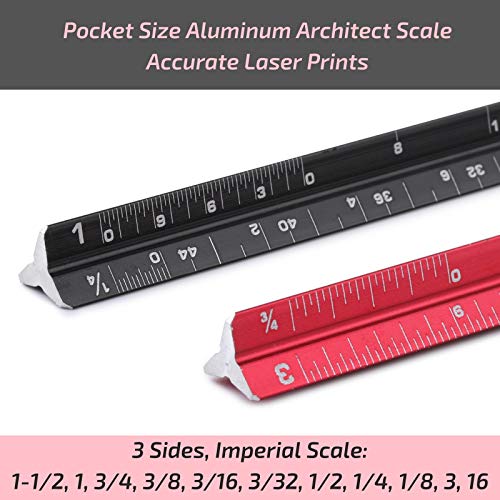 Mr. Pen- Small Scale Ruler, Architectural Scale, 6 Inch Ruler, 2 Pack, Pocket Size, Engineer Scale Ruler, Engineer Ruler, Pocket Ruler, Small Architectural Scale, 6 Inch Scale, Engineers Scale Ruler