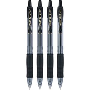 PILOT G2 Premium Refillable and Retractable Rolling Ball Gel Pens, Fine Point, Black Ink, 4-Pack (31057)