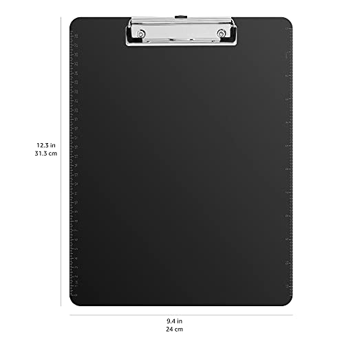 Amazon Basics Plastic Clipboards, Low Profile Clip, Clipboard for classrooms, Offices, Restaurants, Doctor Offices, Black, 2-Pack