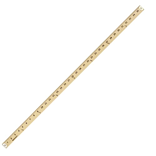 Westcott Wooden Yardstick with Hang Hole and Brass Ends, Clear Lacquer Finish (10425)