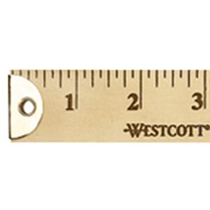 Westcott Wooden Yardstick with Hang Hole and Brass Ends, Clear Lacquer Finish (10425)