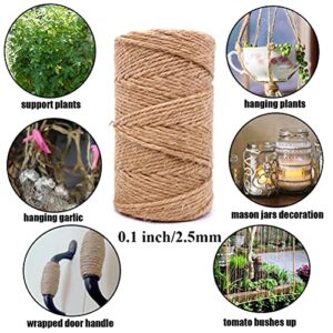 Jute Twine 328 Feet 2.5mm 4Ply Heavy Duty Natural Jute Rope String for Home Gardening Plant Picture Hanger Industrial Packing String for Gifts Presents Mason Jars Wedding Decorations Crafts