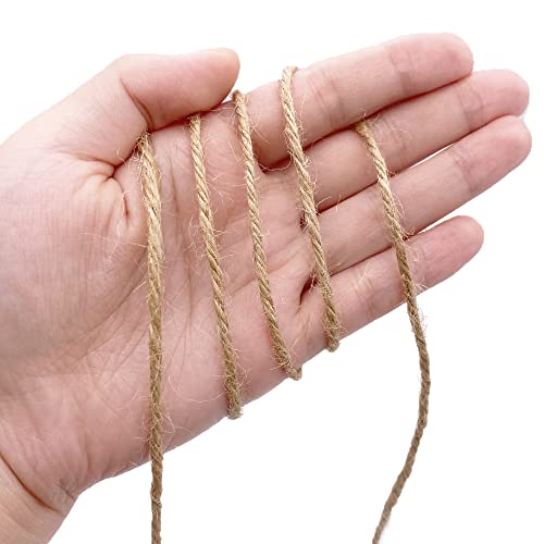 Jute Twine 328 Feet 2.5mm 4Ply Heavy Duty Natural Jute Rope String for Home Gardening Plant Picture Hanger Industrial Packing String for Gifts Presents Mason Jars Wedding Decorations Crafts