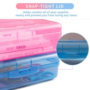 Sooez 3 Pack Pencil Box, Large Capacity Plastic Pencil Case Boxes, Hard Pencil Case, Crayon Box with Snap-tight Lid, Plastic Pencil Boxes Stackable Design, Supply Boxes for Kids Boys School Classroom