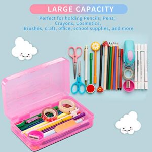 Sooez 3 Pack Pencil Box, Large Capacity Plastic Pencil Case Boxes, Hard Pencil Case, Crayon Box with Snap-tight Lid, Plastic Pencil Boxes Stackable Design, Supply Boxes for Kids Boys School Classroom