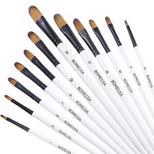 gethpen filbert paint brushes set, 12 pcs artist brush for acrylic oil watercolor gouache artist professional painting kits with synthetic nylon tips