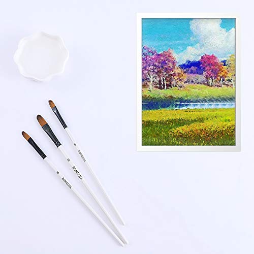 GETHPEN Filbert Paint Brushes Set, 12 PCS Artist Brush for Acrylic Oil Watercolor Gouache Artist Professional Painting Kits with Synthetic Nylon Tips