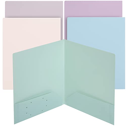 Mr. Pen- Plastic Folders with Pockets, 5 pcs, Muted Pastel Colors, Pocket Folders, 2 Pocket Plastic Folders, File Folders with Pocket, Plastic Pocket Folder