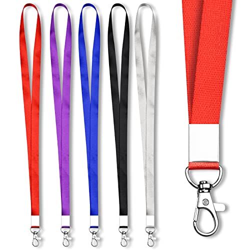 Mcyye 5 Colors Lanyards with Clip for ID Badges & Keys, Durable Neck Lanyard Strap for Teacher, Kids, Men, Women, Badge Holders for Cruise, Keys, Wallet, Phone, USB, Keychain, Cruise Lanyards, 5 PCS