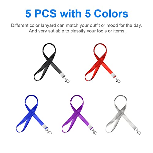 Mcyye 5 Colors Lanyards with Clip for ID Badges & Keys, Durable Neck Lanyard Strap for Teacher, Kids, Men, Women, Badge Holders for Cruise, Keys, Wallet, Phone, USB, Keychain, Cruise Lanyards, 5 PCS