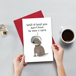 Funny Get Well Soon Card Gift, Humor Speedy Surgery Recovery Card for Him Her Friends, At Least You Don't Have to Wear A Cone