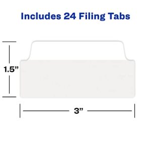 Avery Ultra Tabs, 3" x 1.5", 2-Side Writable, White, 24 Repositionable Filing Tabs (74776)