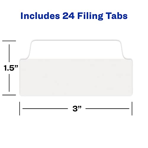 Avery Ultra Tabs, 3" x 1.5", 2-Side Writable, White, 24 Repositionable Filing Tabs (74776)